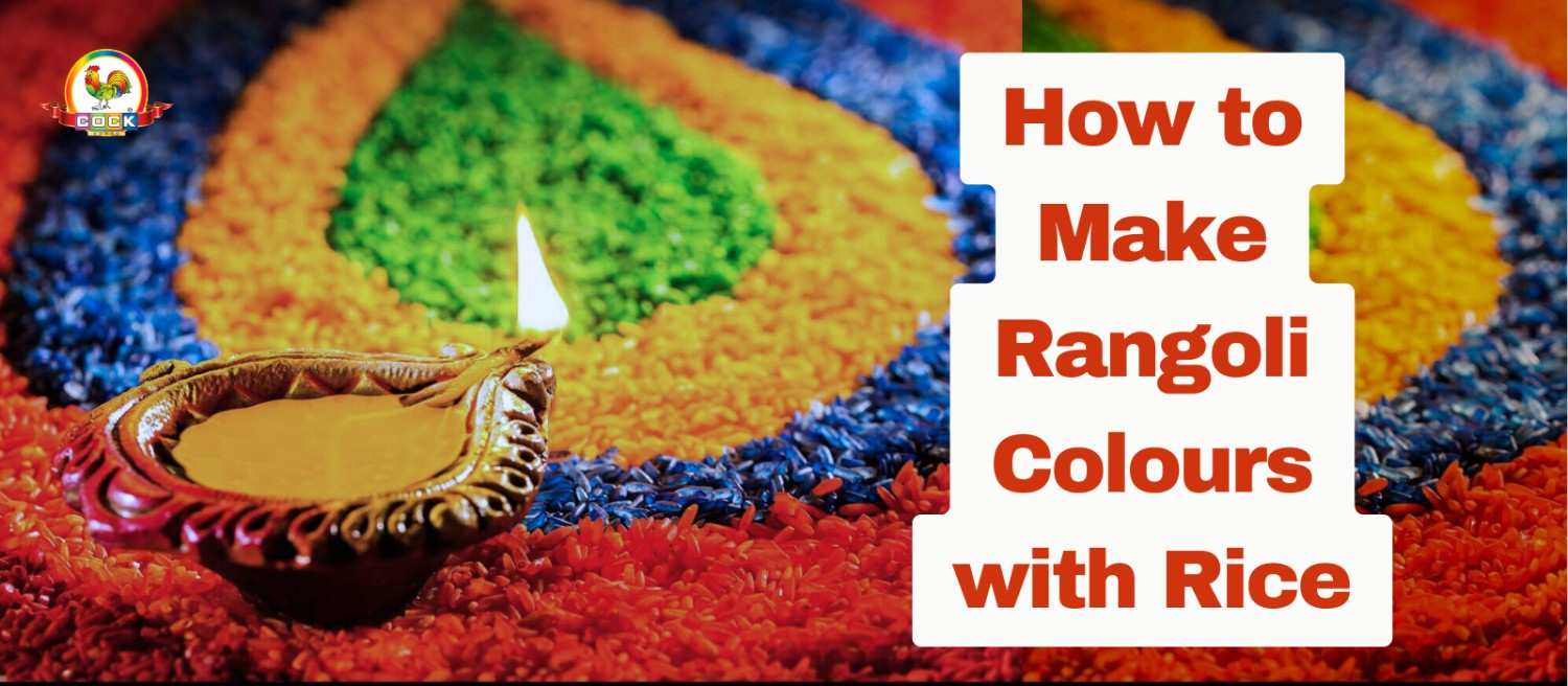 How to Make Rangoli Colours with Rice – Cock Colour